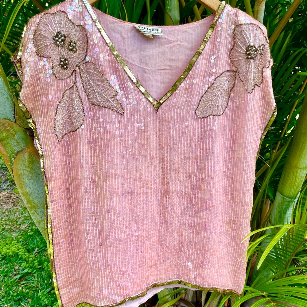 1960s Vintage Sequin Boxy Fit Top - Small - Gem